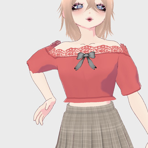 Pink cute bow set Vroid - strandedvroid - BOOTH