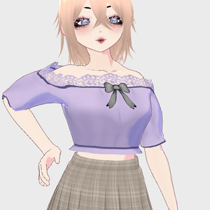 Pink cute bow set Vroid - strandedvroid - BOOTH