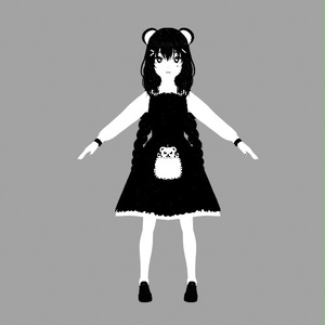 Free | Premade Vrm 1.0 model | Small Black and White Bear Girl 2 - pyurin-vtuber - BOOTH