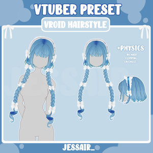 【VRoid 髪型 - Hairstyle Preset】White Long Hairstyle with PHYSICS and ears ...