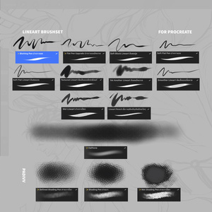 padivv Lineart and Shading + Soft Paint + Flat Block + ALL Hair Procreate Brush Set - padivv - BOOTH
