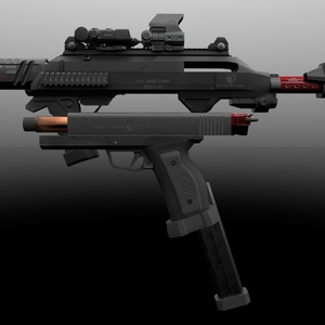 RailGun and Parts set with animation(Railgun body ,digital scope ...