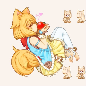 パスケース 「Apple Kiss」 キツネ - オリジナルグッズ／瀬戸千波 - BOOTH