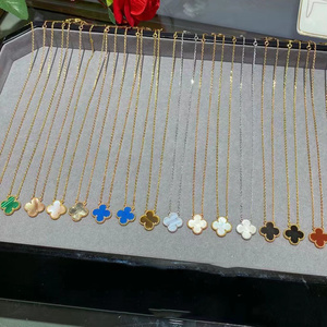 ブラックオニキス四つ葉クローバーレディースネックレス - koubo - BOOTH