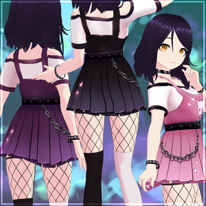 [Vroid] Stripey Ripped Outfit - Maralade - BOOTH