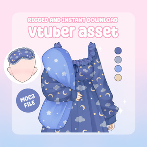 VTuber Asset - Rigged Moon Bunny Blanket, moc3 File, Outfit for Vtuber ...