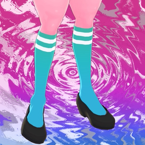 Vroid Socks ~ 2 Stripe Knee High Socks - tanukibones - BOOTH