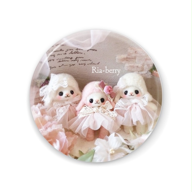 なかよしひつじのリリーメイ(缶ミラー)Ria-berry - Ria-berry(りあべりぃ)羊毛フェルト - BOOTH