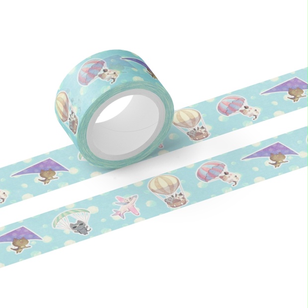 マスキングテープ-ネコちゃん、空を飛ぶ。（20mm×5m） - たまねん★工房 - BOOTH