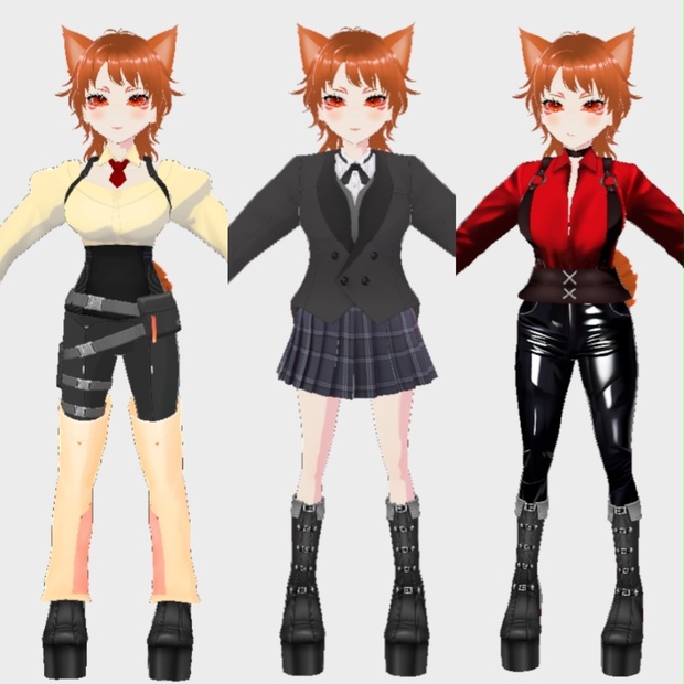Premade 3D Vtuber Model; Fox (Pale Skin Tone) (VRM Files) (3 Outfits ...