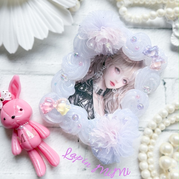 パープル クリア ラメ ホイップデコ 硬質トレカケース B8 チュール ぽんぽん グラデリボン カード ケース - Lapin MiMi - BOOTH