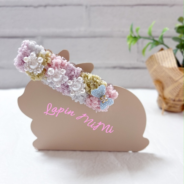 パステル もこもこ へクリップ ピン ピンク ブルー リボン ガラスビーズ レジン - Lapin MiMi - BOOTH