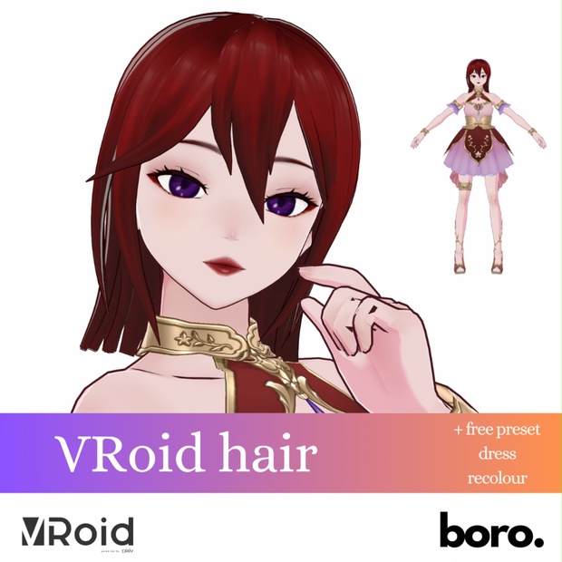 Vroid red hair - arinvern & boro Shop - BOOTH