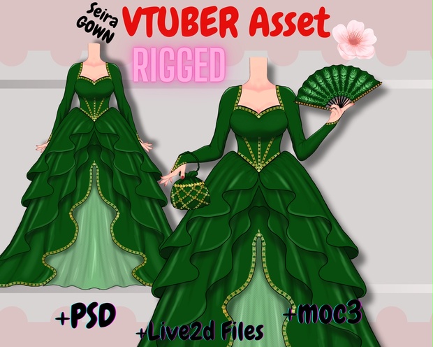 [Live2Dアイテム] rigged vtuber Clothing Asset /Royal Gown /psd, moc3, cmo3 ...