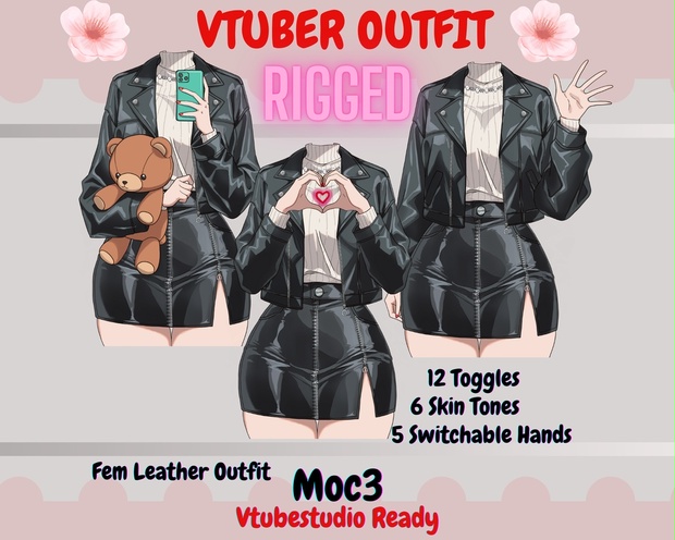 Public [Live2Dアイテム] Free Vtuber Asset - Rigged Goth Leather outfit ...