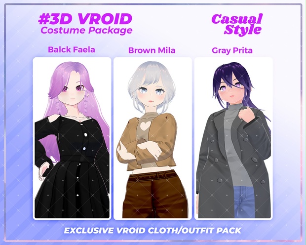 3D VRoid Casual Outfit Pack Stylish & Comfortable Clothes for VRoid ...