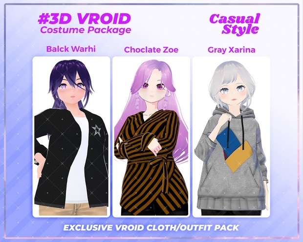 3D VRoid Clothes Pack Trendy Casual Wear for VRoid Models | VRoid ...