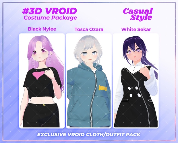 3D VRoid Outfit Pack Modern Street & Casual Wear for VRoid Models ...