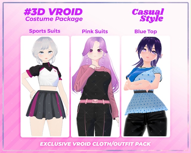 3D VRoid Clothing Pack Cozy & Simple Casual Wear for VRoid Models ...
