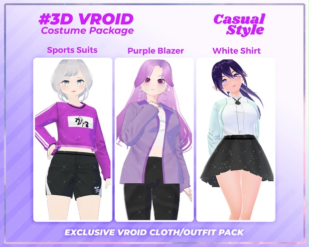 3D VRoid Casual Wear Pack Everyday Fashion for VRoid Models | VRoid ...