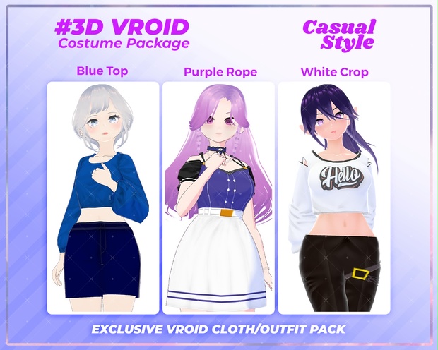 3D VRoid Outfit Pack Urban Casual Looks for VRoid Models | VTuber Modern Fashion, VRoid Casual ...