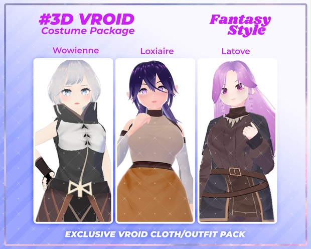 3D VRoid Fantasy Girl Outfit Pack Enchanted & Elegant Dresses for VRoid ...