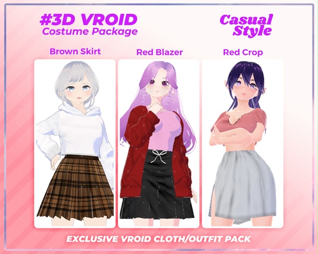 3D VRoid Outfit Pack Casual Style Chic & Cozy Fashion for VRoid Models ...
