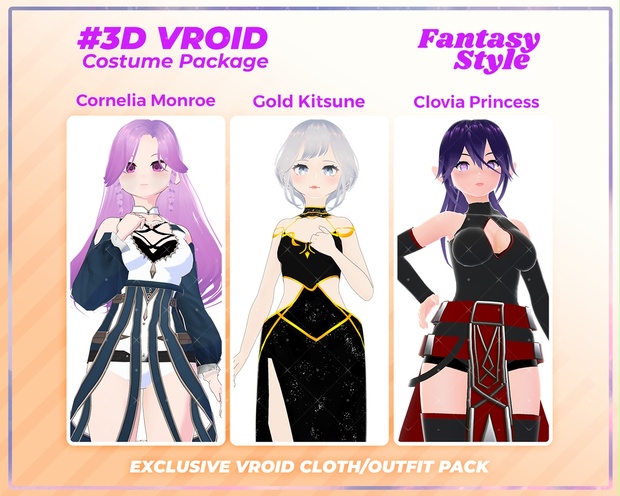 3D VRoid Outfit Pack Fantasy Style Royal & Enchanted Warrior Dresses ...
