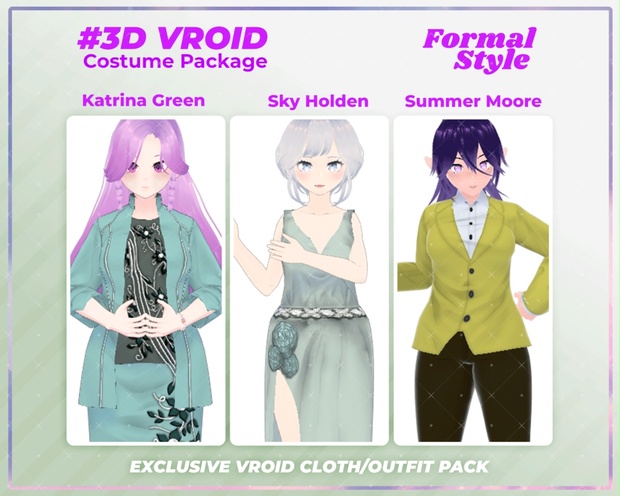 3D VRoid Outfit Pack Formal Style Elegant & Professional Dresses for ...