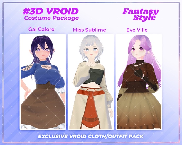 3D VRoid Outfit Pack Enchanting Fantasy Dresses for VRoid Models ...
