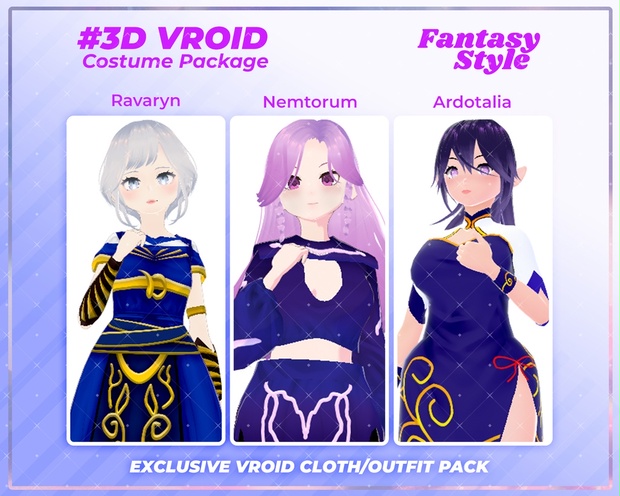 3D VRoid Outfit Pack Enchanted Royal & Mystic Attire for VRoid Models ...