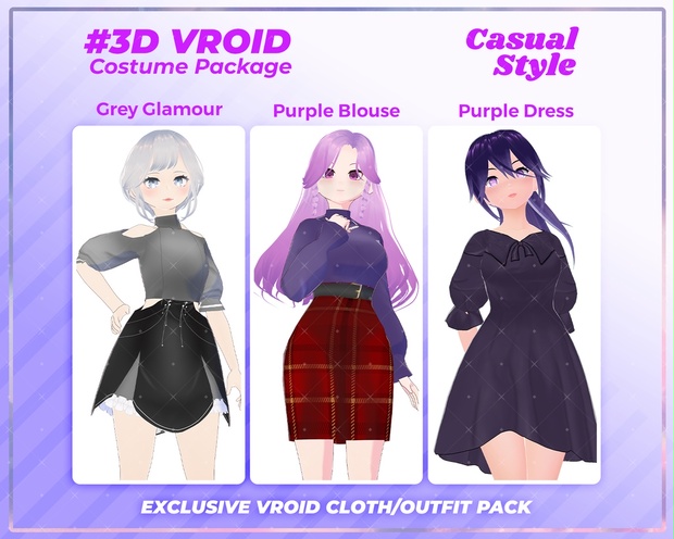 3D VRoid Outfit Pack Chic & Stylish Casual Dresses for VRoid Models ...