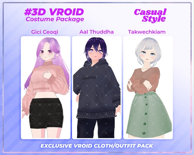 3D VRoid Outfit Pack Cozy & Trendy Casual Clothes for VRoid Models ...