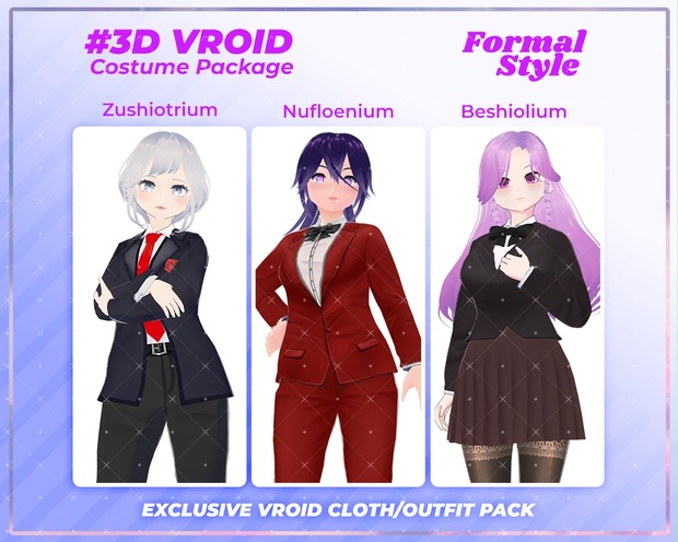 3D VRoid Outfit Pack Elegant Formal Suits for VRoid Models | VRoid ...