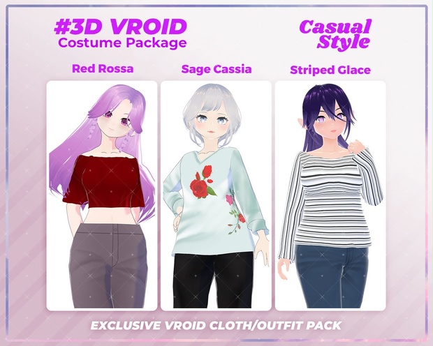 3D VRoid Outfit Pack Elegant & Stylish Casual Wear for VRoid Models ...