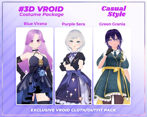 3D VRoid Outfit Pack Fantasy-Inspired Dresses for VRoid Models | VRoid ...