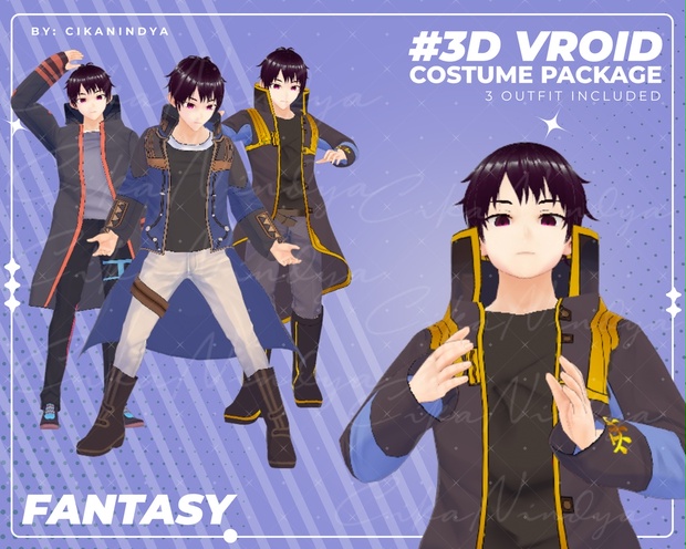 3D VRoid Outfit Pack Fantasy Mage & Adventurer Clothes for VRoid Models ...