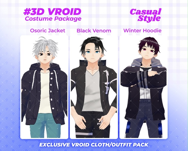 3D VRoid Outfit Pack Urban Casual & Streetwear Jackets for VRoid Models ...