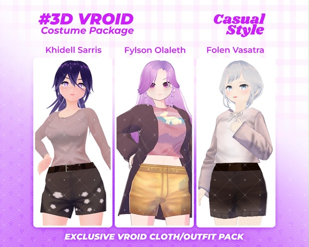 3D VRoid Outfit Pack Trendy & Casual Streetwear for VRoid Models ...