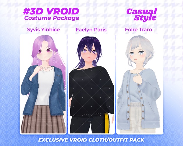 3D VRoid Outfit Pack Chic & Comfy Casual Wear for VRoid Models | VRoid ...