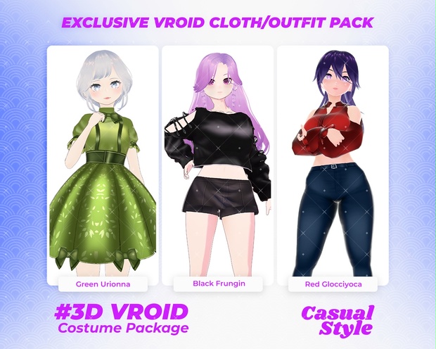 3D VRoid Outfit Pack Elegant & Casual Modern Fashion for VRoid Models ...