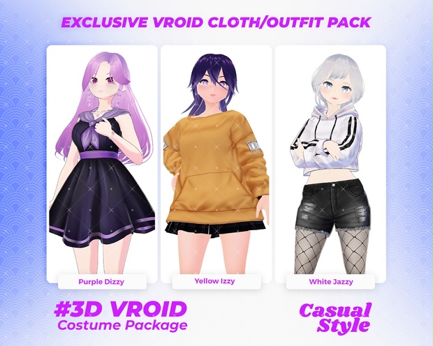 3D VRoid Outfit Pack Casual & Trendy Streetwear for VRoid Models ...