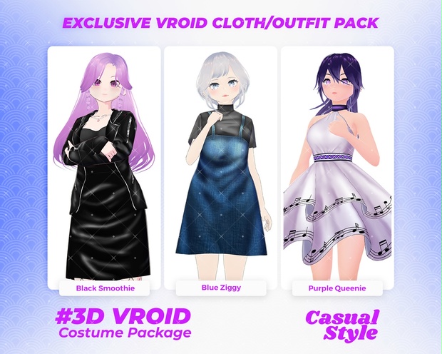 3D VRoid Outfit Pack Elegant & Musical Chic Attire for VRoid Models ...