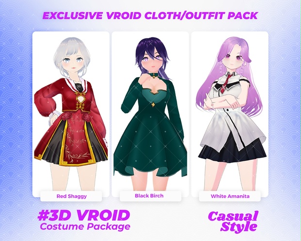 3D VRoid Outfit Pack Regal & Academic Chic Attire for VRoid Models ...
