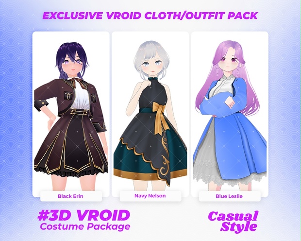 3D VRoid Outfit Pack Elegant & Regal Dress Set for VRoid Models | VRoid ...