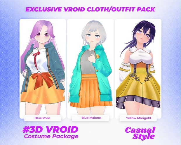 3D VRoid Outfit Pack Stylish & Casual Everyday Clothes for VRoid Models ...