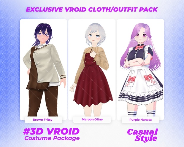 3D VRoid Outfit Pack Casual & Cute Everyday Wear for VRoid Models ...