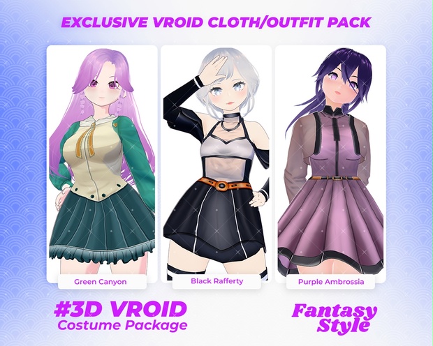 3D VRoid Outfit Pack Fantasy Elegance Collection for VRoid Models ...