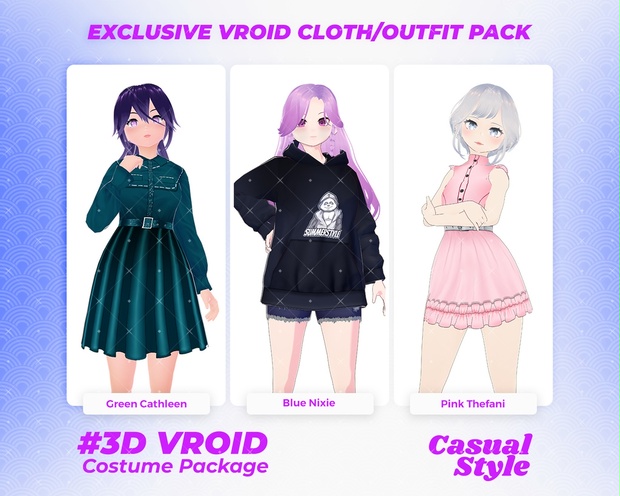 3D VRoid Outfit Pack Stylish & Relaxed Casual Wear for VRoid Models ...