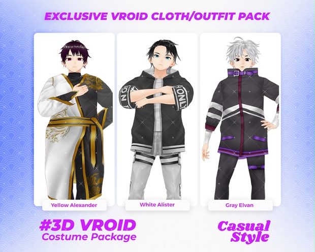 3D VRoid Outfit Pack Modern & Stylish Male Fashion for VRoid Models ...